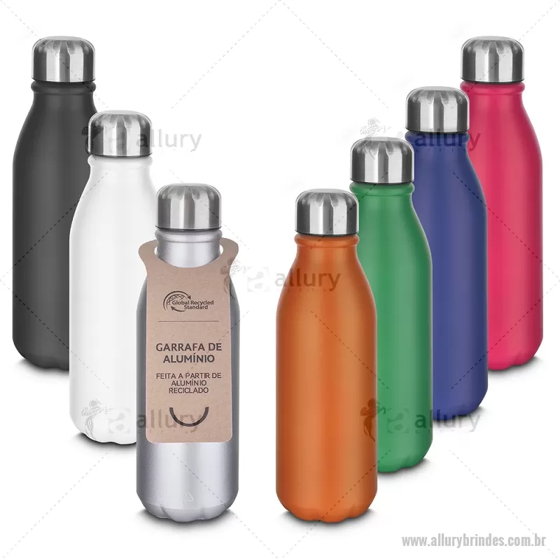 Garrafa Squeeze Metal Com Tampa Prata Personalizada para Brinde ...